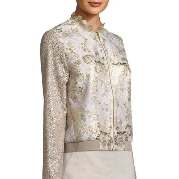 Elie Tahari | Jackets & Coats | Elie Tahari Glenna Gold Metallic Bomber ...